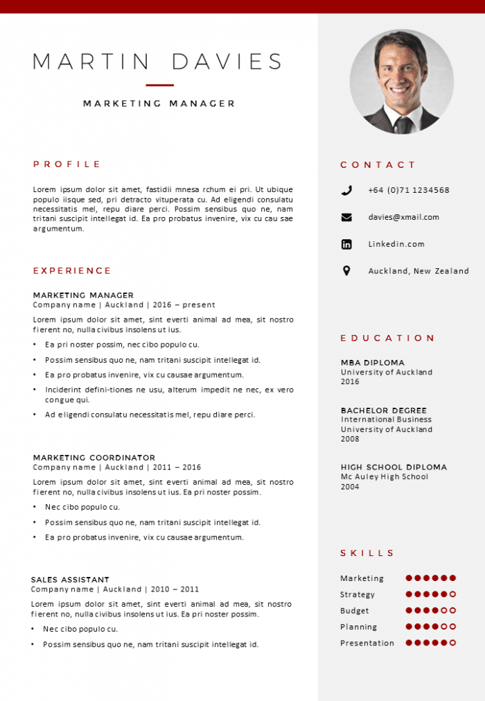 Professional CV Template Auckland - GoSumo CV Template
