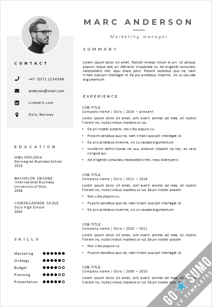 CV Template Edinburgh - Direct download from Go Sumo