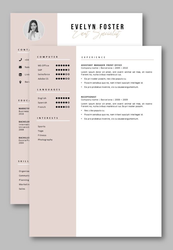 Creative CV Template Barcelona - Go Sumo CV Templates